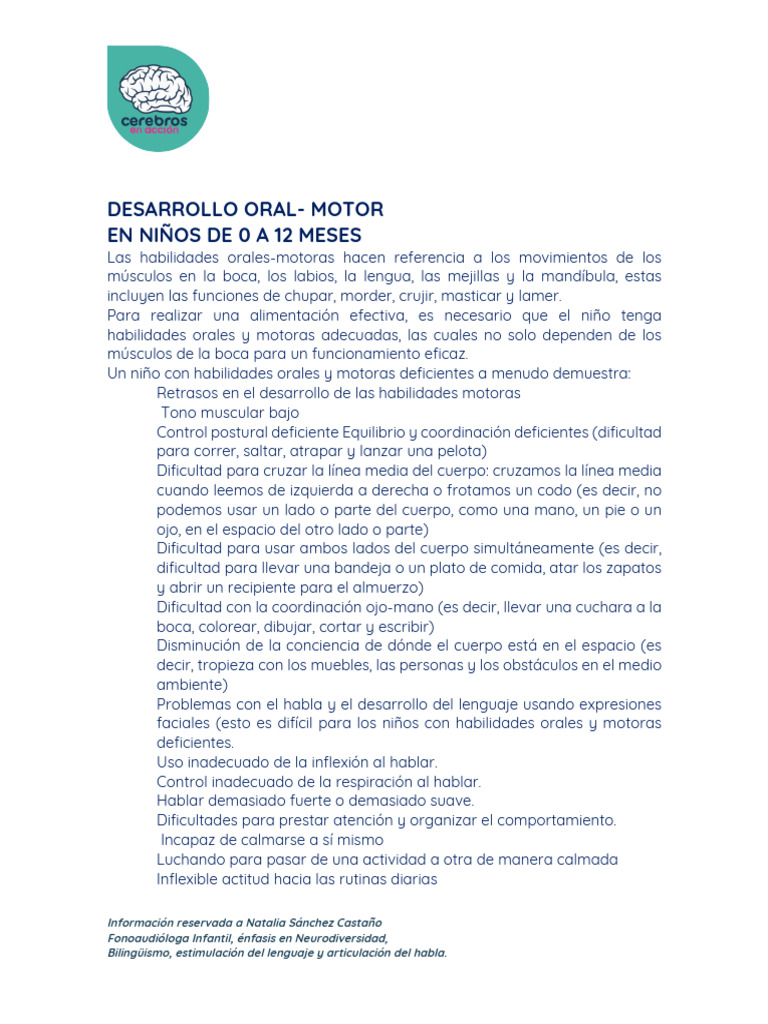Desarrollo Oral-Motor en Bebés: 0-12 Meses | PDF | Boca | Infantes