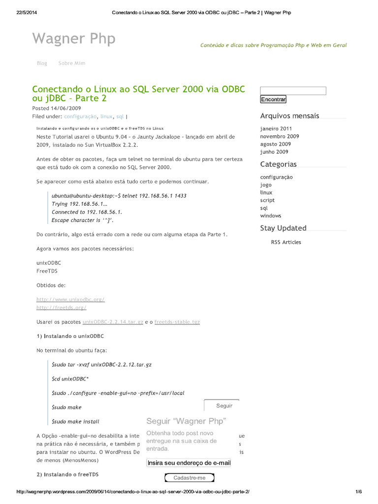 Conectando o Linux Ao SQL - Server | PDF Conectando o Linux Ao SQL - Server | PDF