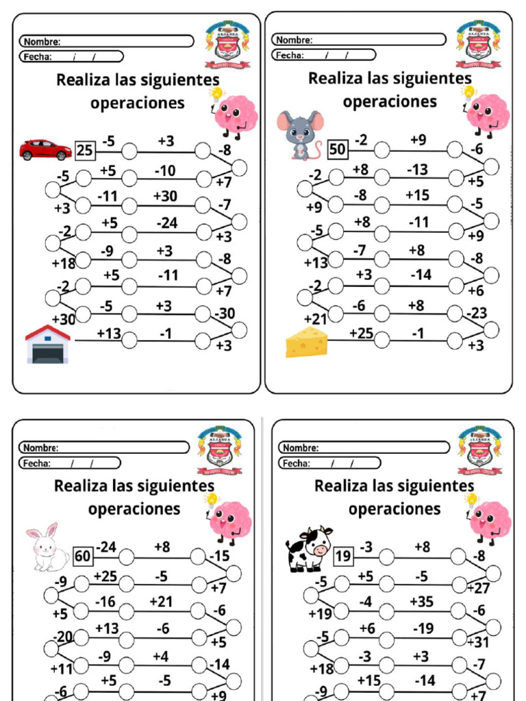 Actividad de Sumas y Restas | PDF