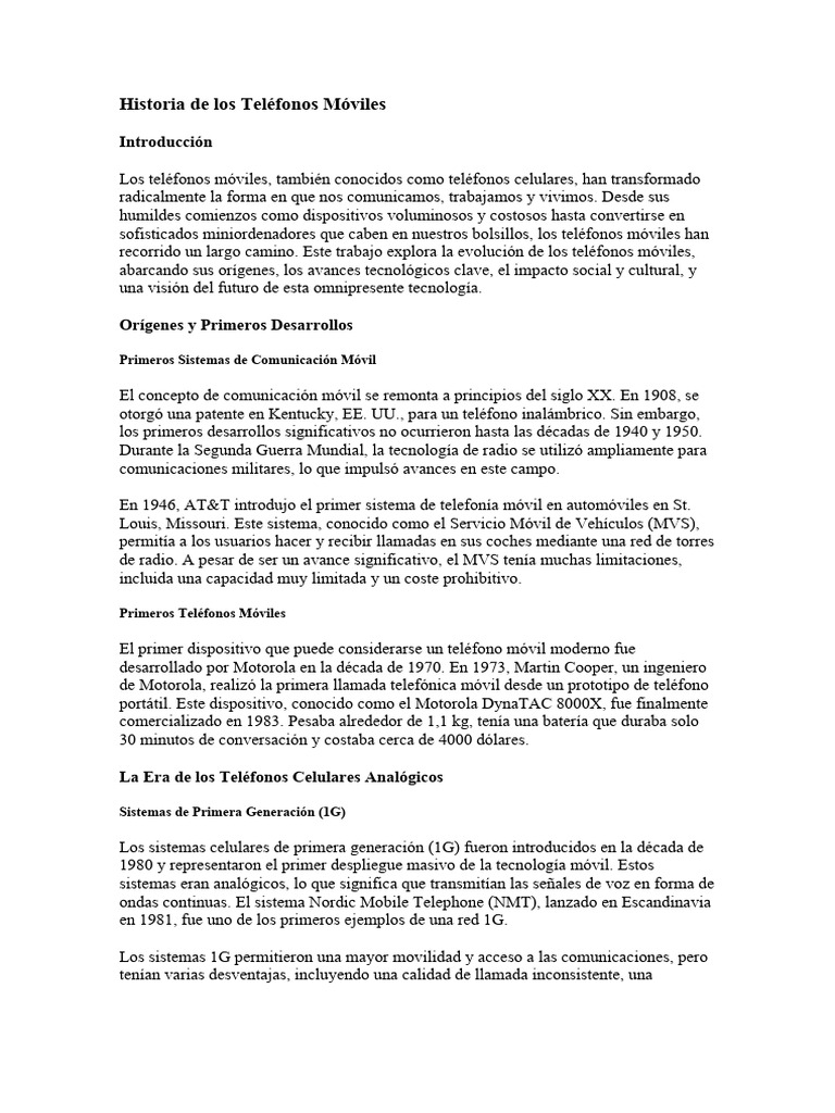 Evolución de los Teléfonos Móviles | PDF | Smartphone | Teléfonos móviles