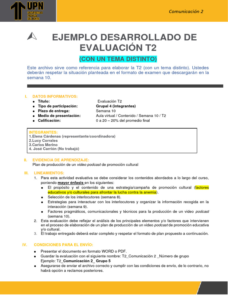 Ejemplo Desarrollado de T2 - Ok | PDF | Evaluación