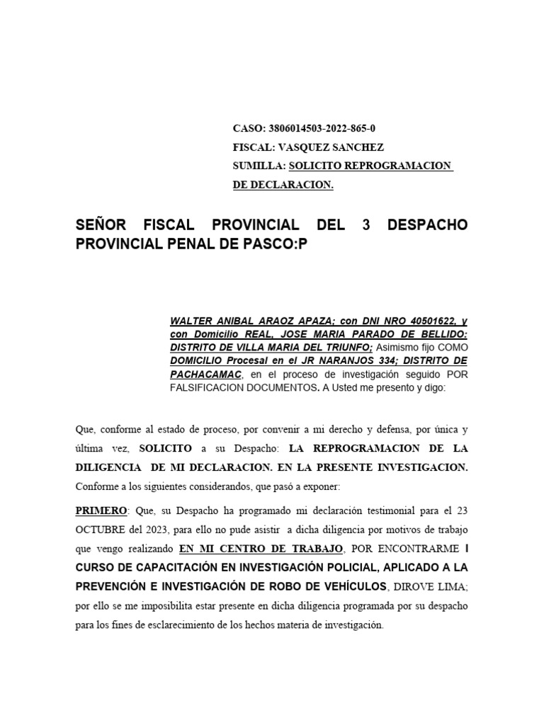 375380490-Reprogramacion-de-Declaracion - WALTER ARAOZ | PDF | Fiscal | Abogado