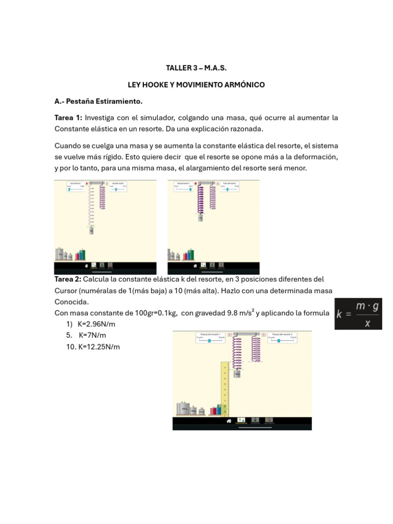 Taller 3-M.A.S | PDF | Oscilación | Masa Taller 3-M.A.S | PDF | Oscilación | Masa