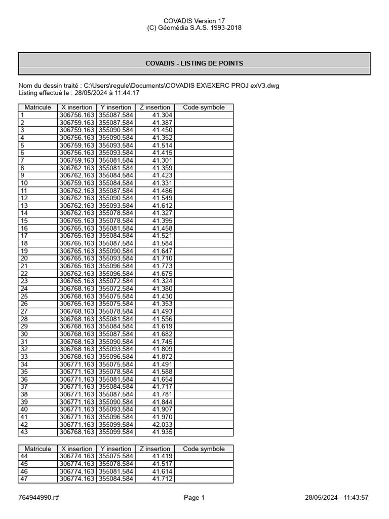 1 LIST PT - EXERC PROJ Exv3 - Pts | PDF