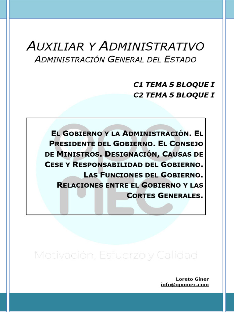 Gobierno y Cortes: Funciones y Relaciones | PDF | Gobierno de españa ...