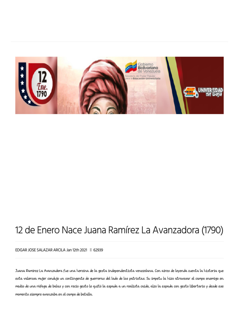 Juana Ramírez: Heroína Venezolana | PDF | Venezuela