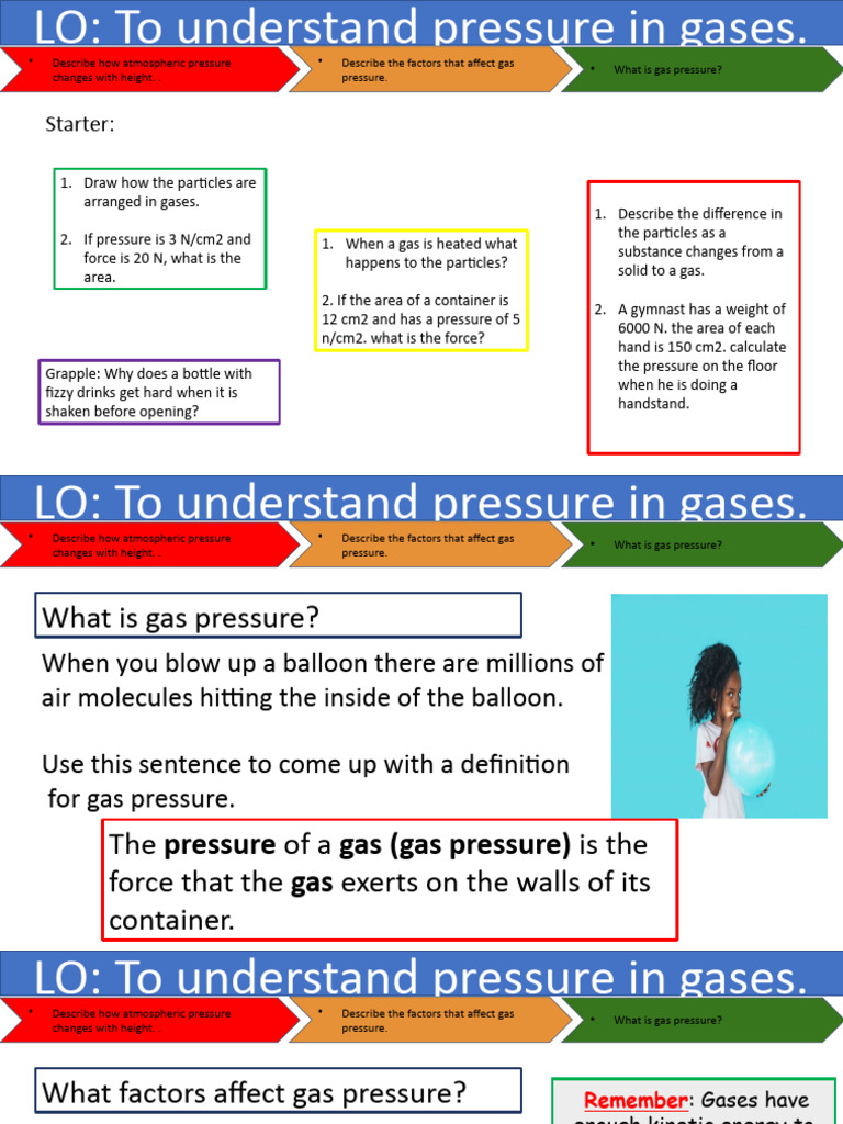 pressure in gases | PDF | Gases | Pressure