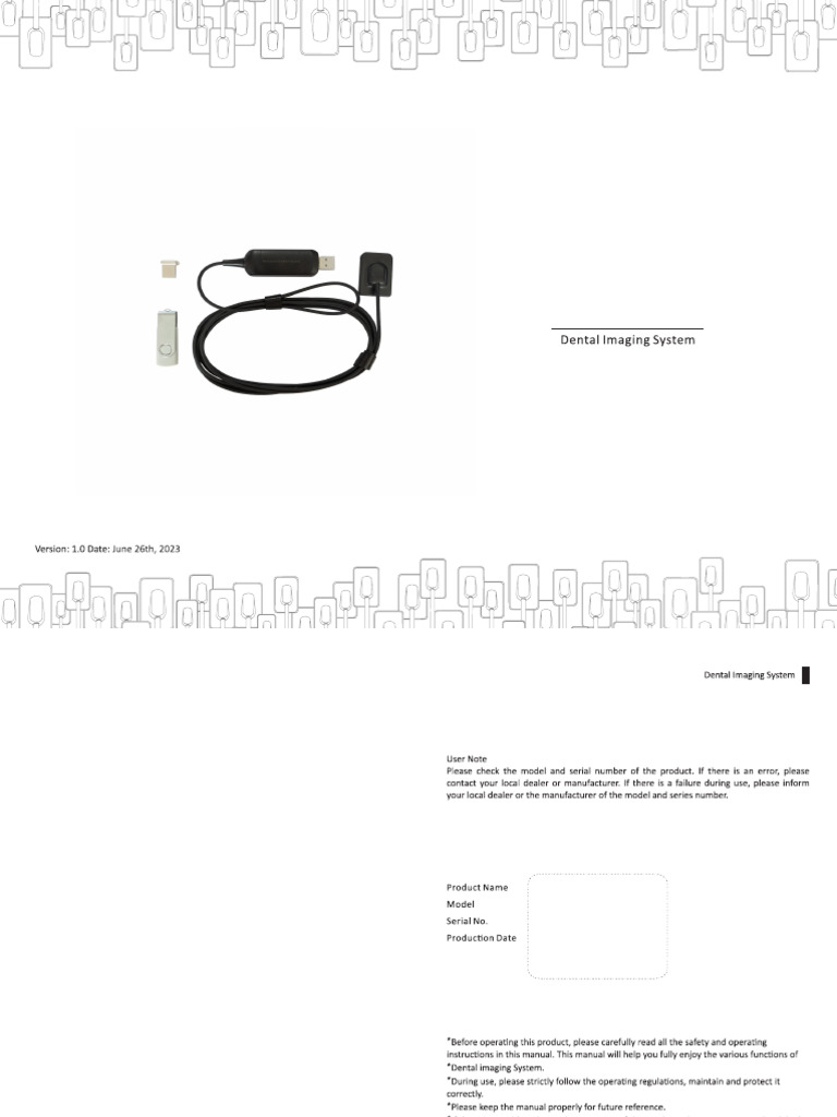 Dental X Ray Digital Sensor DR530 DR550 User Manual | PDF