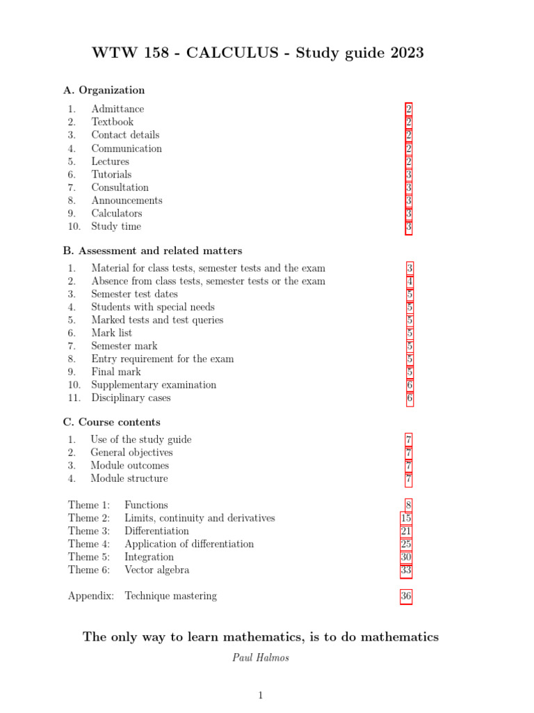 WTW 158 2024 Study Guide On ClickUP | PDF | Function (Mathematics) | Derivative