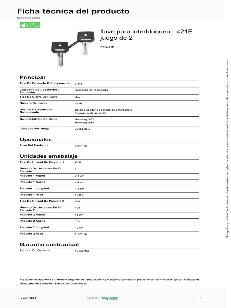 Schneider Electric - Harmony-XB4 - ZBG421E | PDF | Economía y medio ambiente