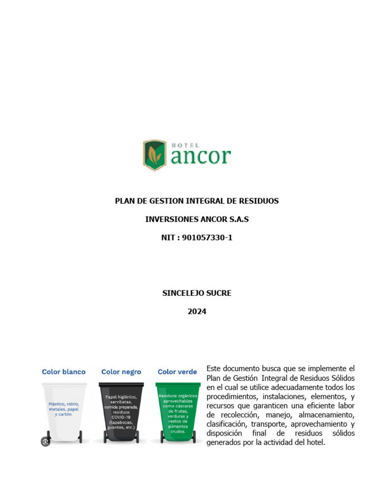 Doc-Sst-10 Plan de Gestion Integral de Residuos | PDF | Residuos | Gestión de residuos