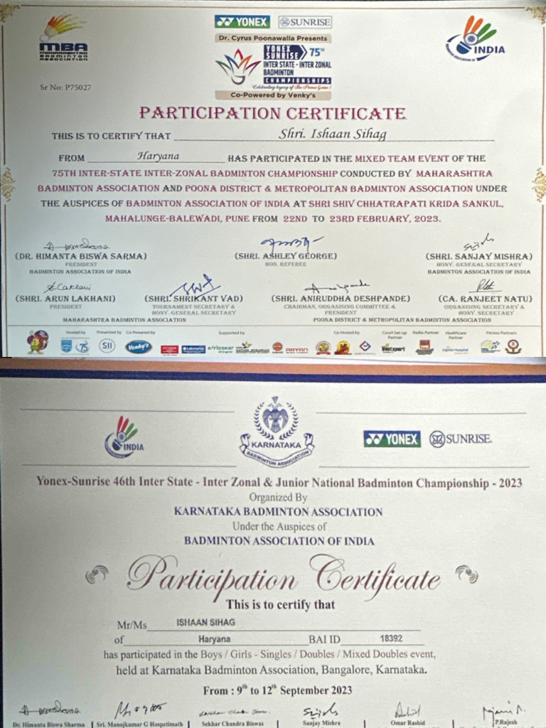Certificate of Participation in Nationals | PDF
