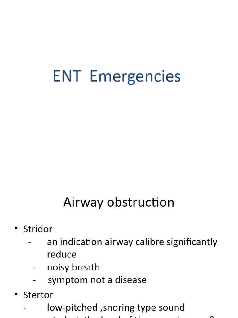2.ent Emergencies | PDF | Ear | Respiratory Tract