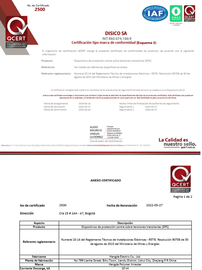 Pararrayos Hengda Certificado 2500 f2 | PDF | Ingenieria Eléctrica | Electricidad