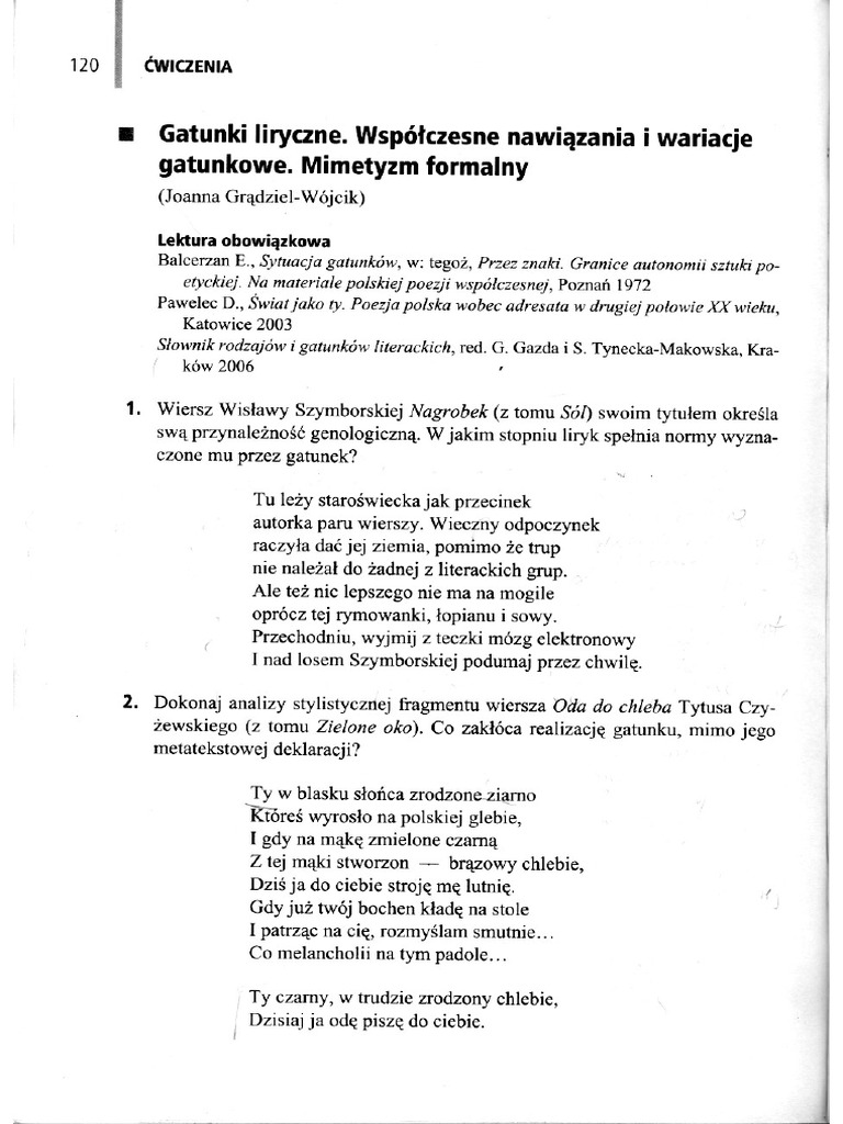 Gajewska 2 Gatunki Liryczne. Mimetyzm Formalny | PDF