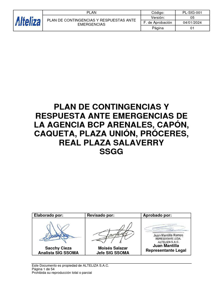 Plan de Contingencias y Respuesta Ante Emergencias | PDF | Business | Primeros auxilios