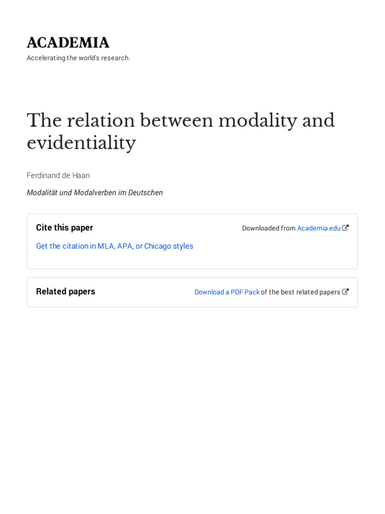 The relation between modality and evidentiality | PDF | Modal Logic | Evidence
