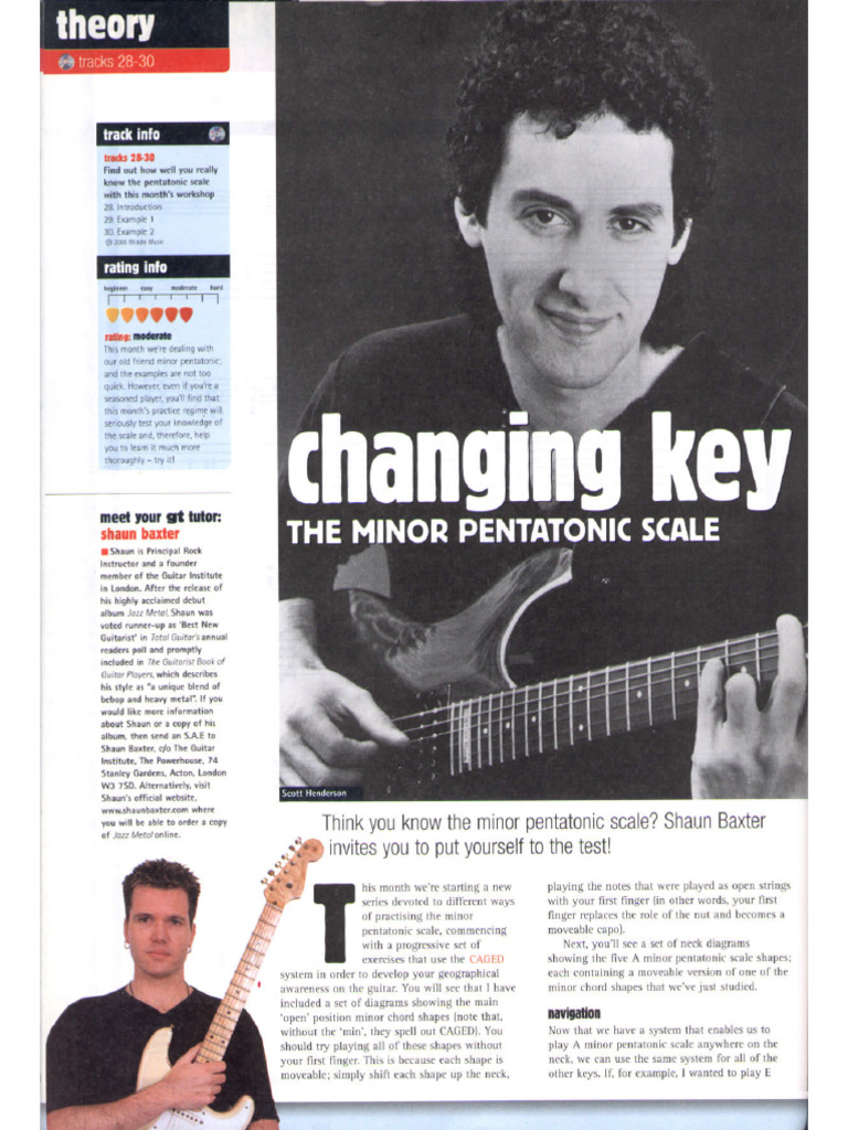 The Minor Pentatonic Scale - Changing Key (Mp3 Tab and Backing Track) | PDF