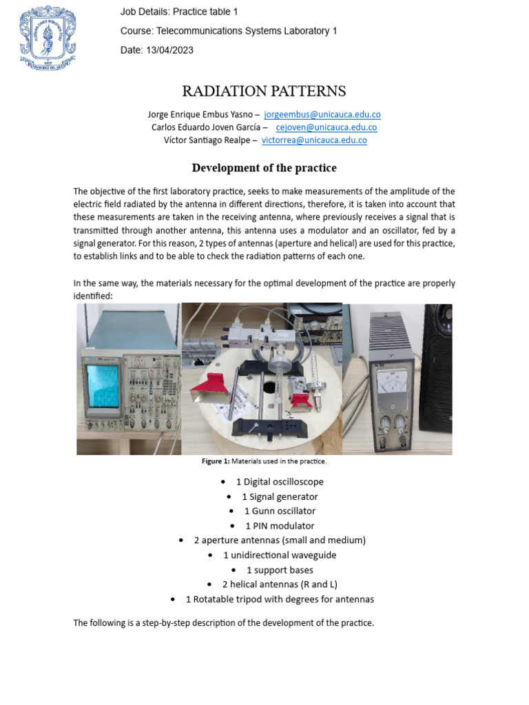 RADIATION PATTERNS TABLE 1 | PDF | Antenna (Radio) | Helix