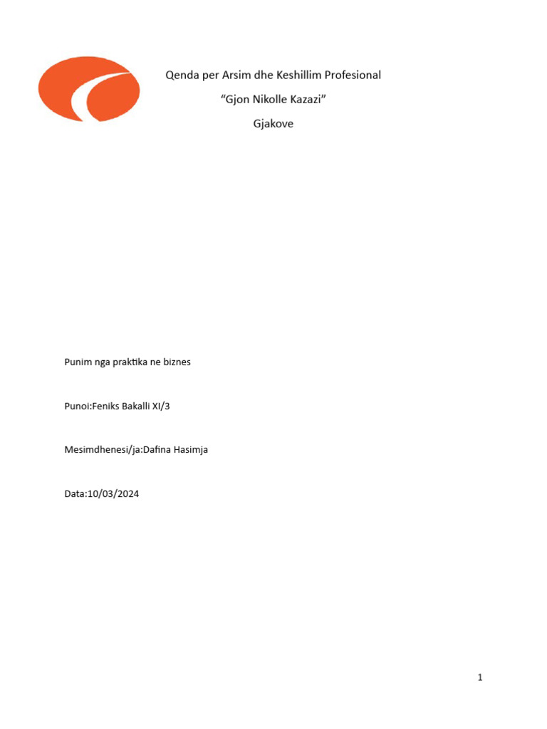 Qenda Per Arsim Dhe Keshillim Profesional | PDF