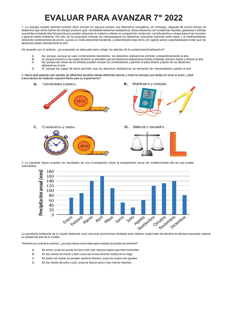 Evaluar para Avanzar 7mo 2022 | PDF | Agua | Etanol