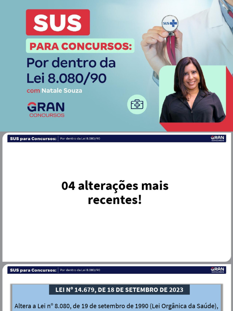 SUS para Concursos Por Dentro Da Lei 8 080-90 Natale Souza | PDF | Epidemiologia | Estado