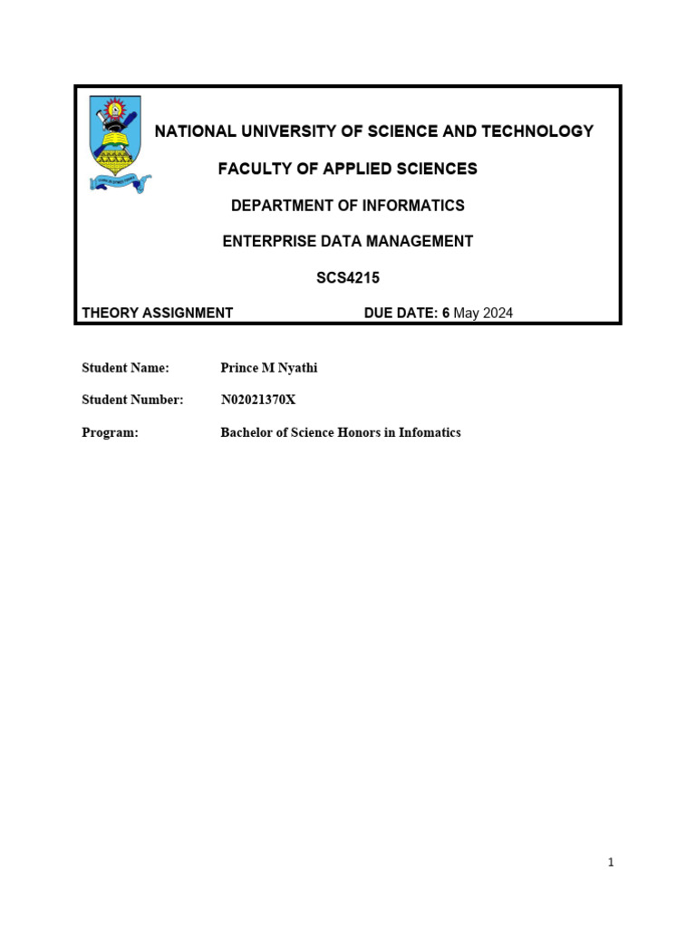 EDM Assigment N02021370X | PDF | Databases | Information Technology ...