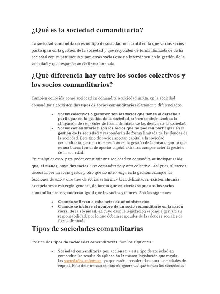 La Sociedad Comanditaria | PDF | Negocios económicos | Business