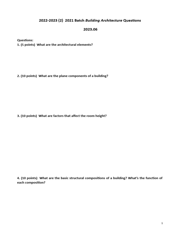 2021 Batch Building Architecture | PDF | Stairs | Architectural Design