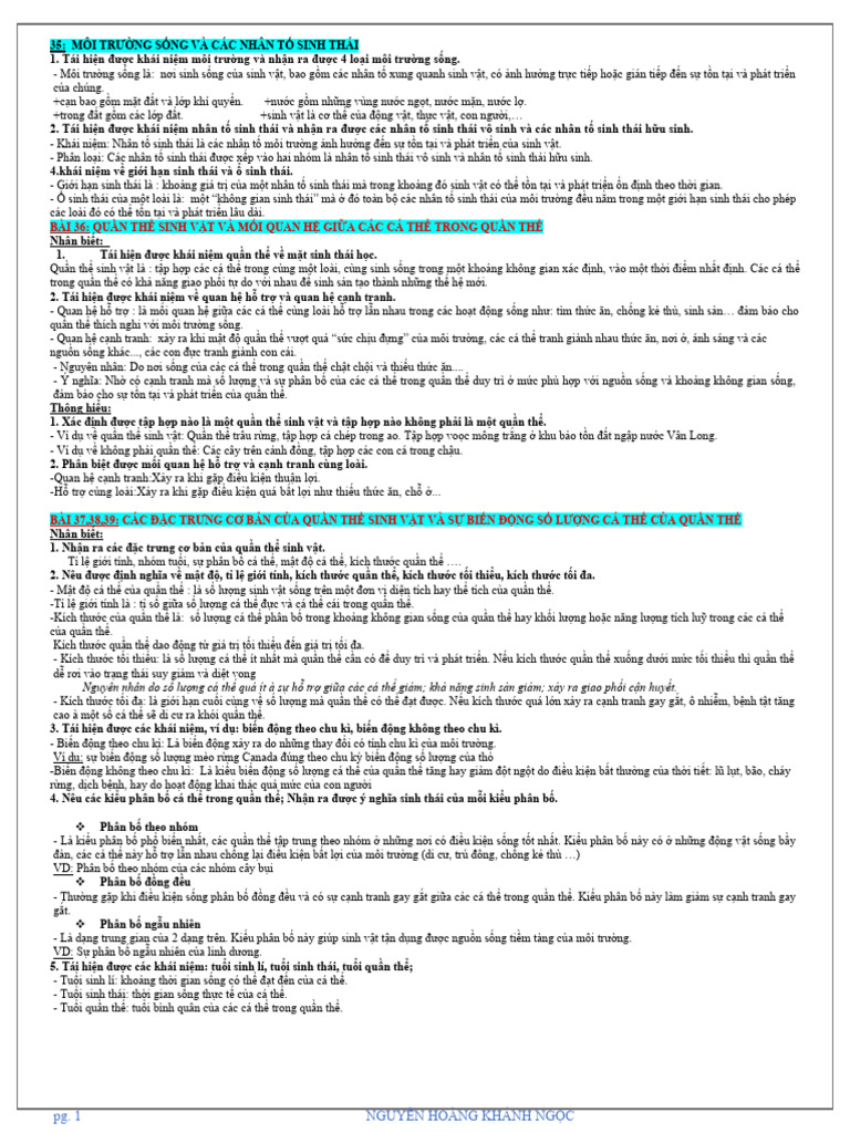 Nội Dung Ôn Tập Hkii | PDF