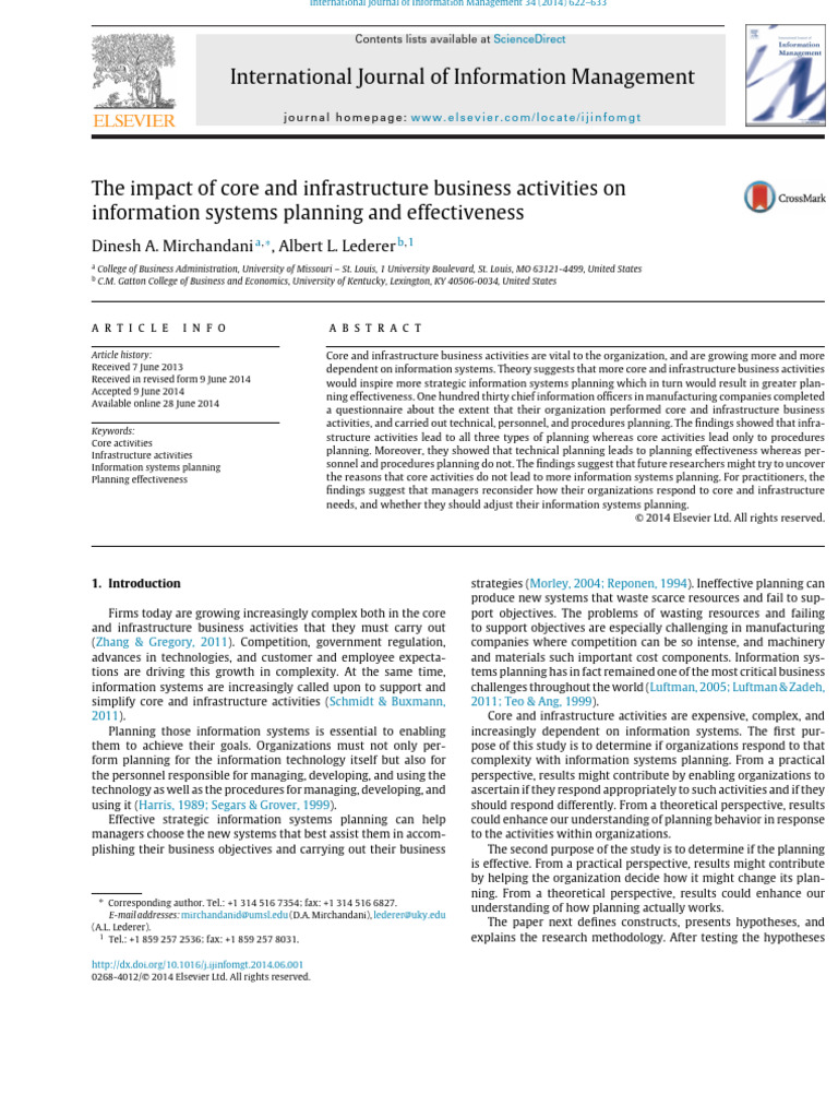 ITiB24 The Impact of Core and Infrastructure Business Activities On Information Systems Planning ...