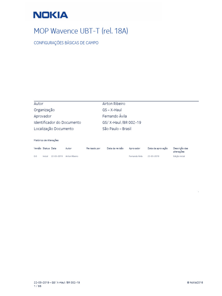 MOP Wavence Nokia - Configuracao Basica UBT-T Rel 18A - Ed00 | PDF ...