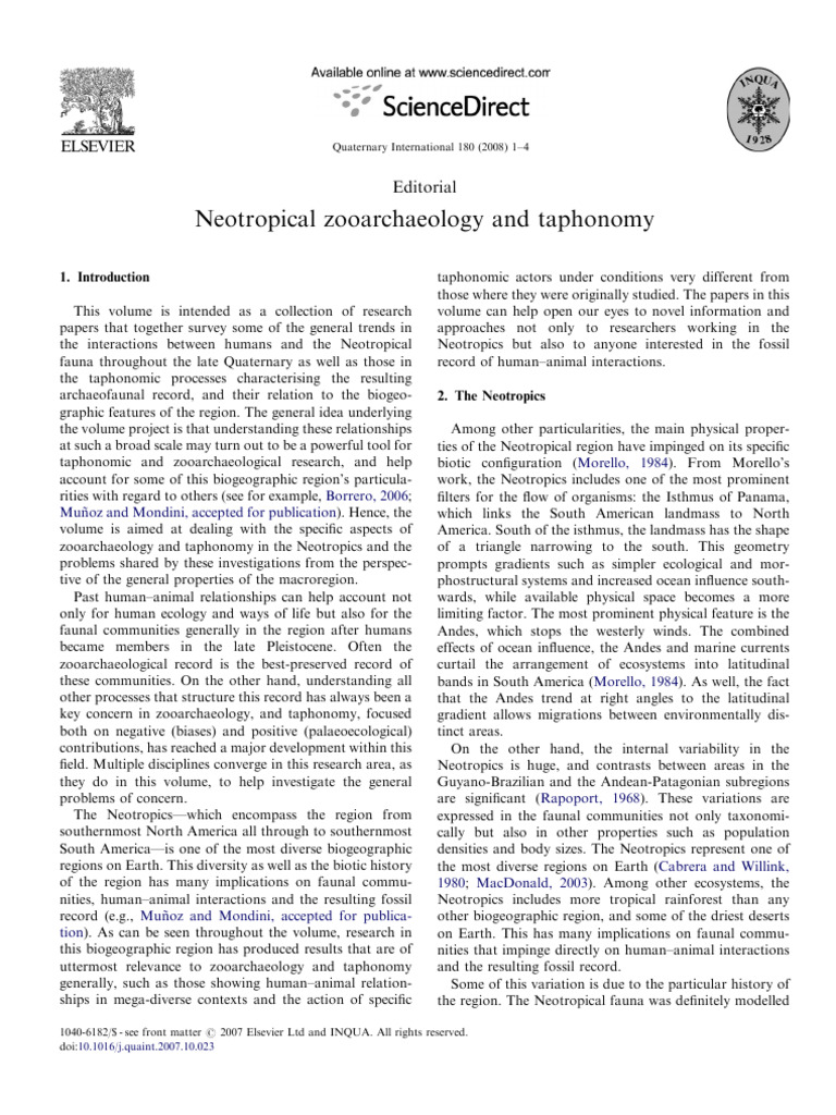 Neotropical Zooarchaeology and Taphonomy | PDF | Biogeography | Ecology