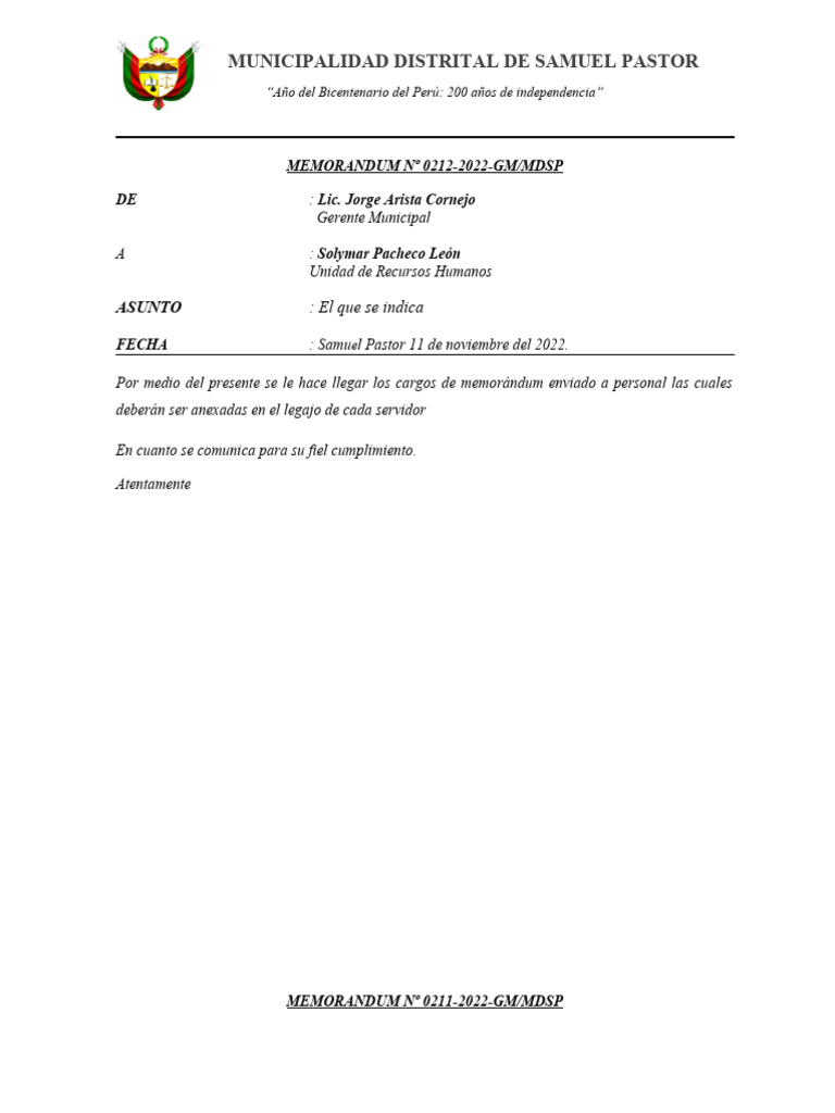 MEMO A4 (Recuperado Automáticamente) | PDF | Perú