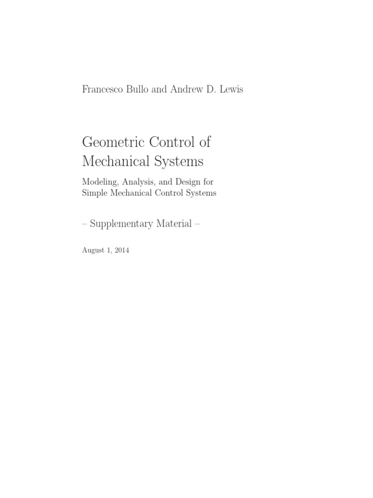 Geometric Control in Mechanical Systems | PDF | Hamiltonian Mechanics ...