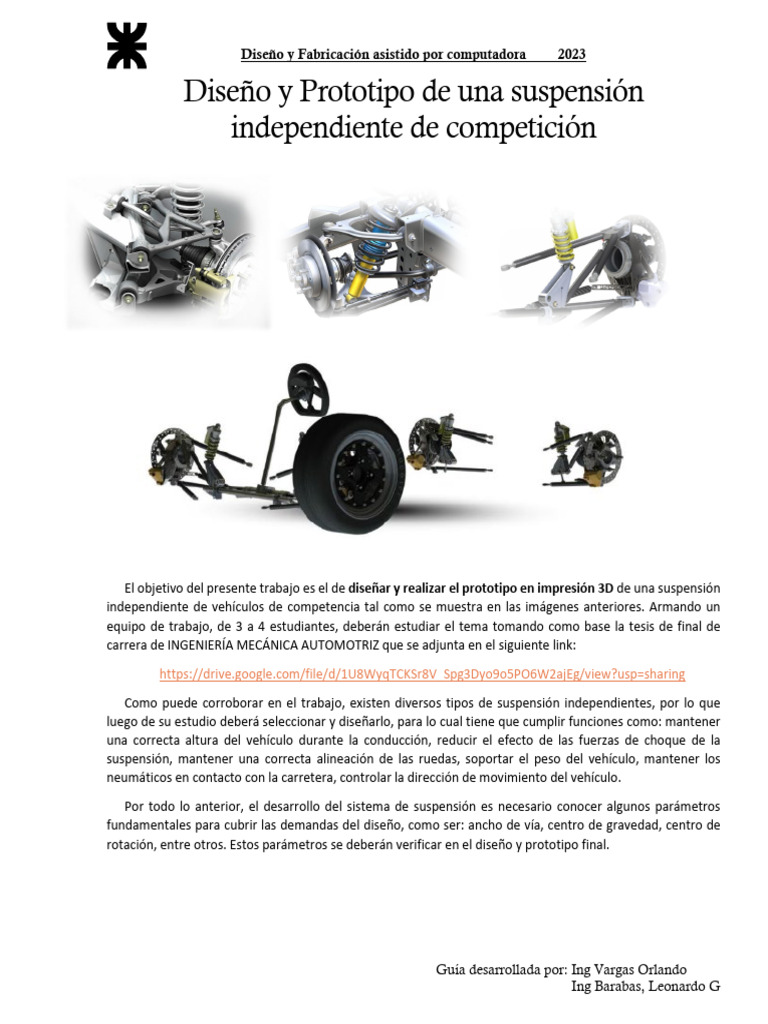 Prototipo 3D de Suspensión Independiente | PDF | Impresión 3d | Diseño