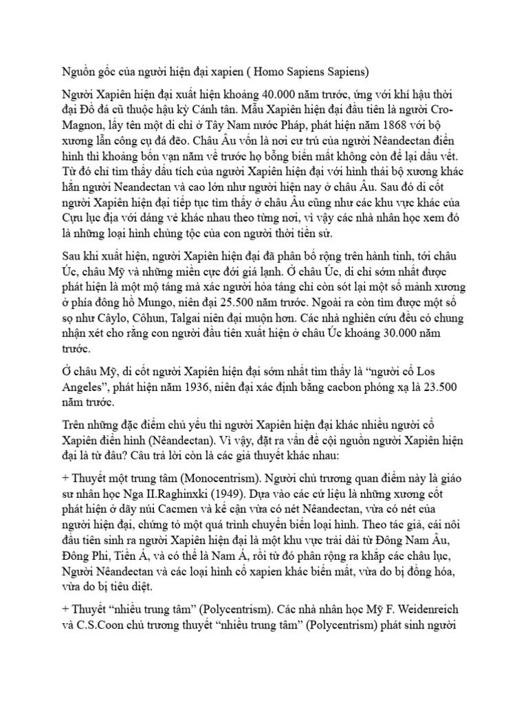 Nguồn Gốc Homo Sapien Sapien | PDF