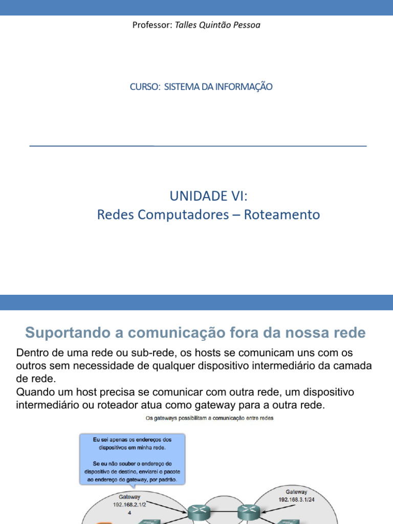 Aula 7 - Roteamento2 | PDF | Roteamento | Roteador (informática)
