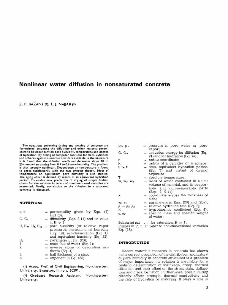 Nonlinear Water Diffusion in Concrete | PDF | Diffusion | Humidity
