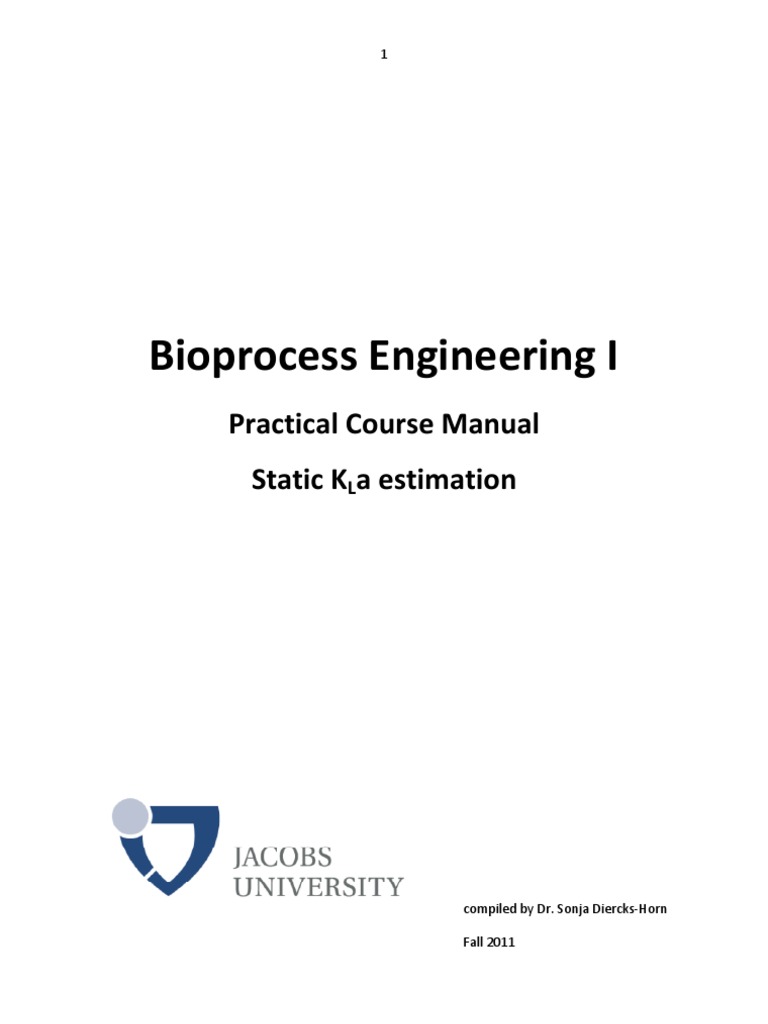Bio Process Engineering I - KLa Experiment | PDF | Experiment | Oxygen