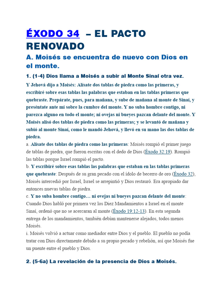 Éxodo 34 | PDF | Libro del éxodo | Moisés