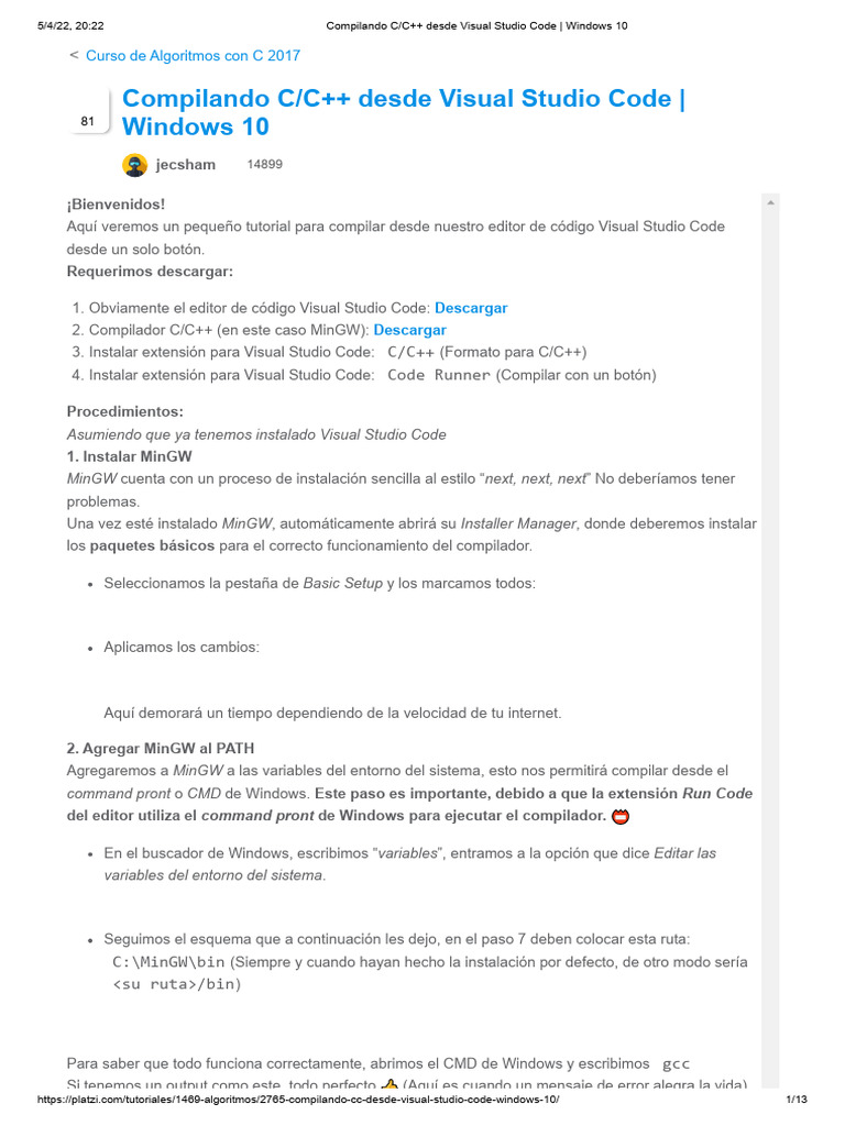 Compilando C - C++ Desde Visual Studio Code - Windows 10 | PDF | C ...