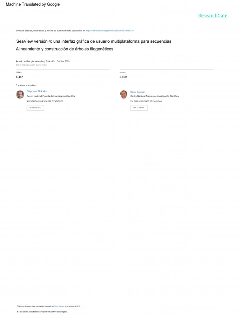 SeaView Version 4 A Multiplatform Graphical User I | PDF | Alineación de secuencia ...