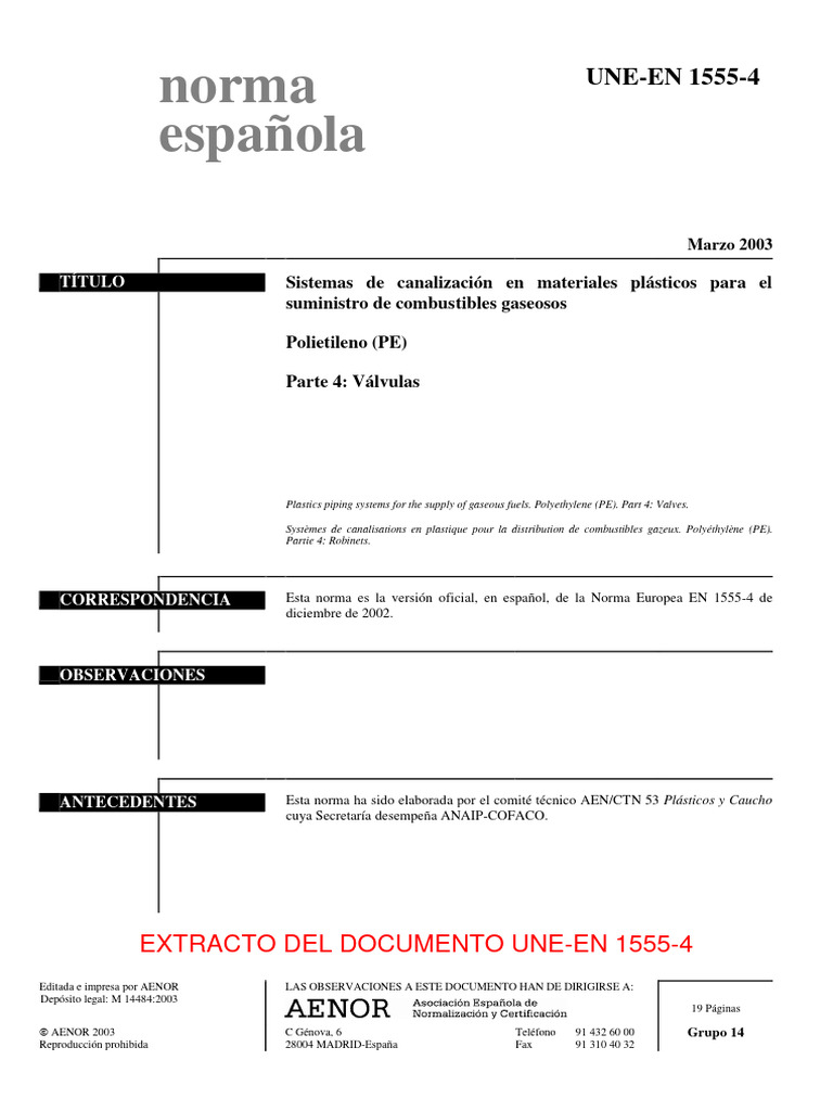 Une-En-1555-4 2011 Esp | PDF | El plastico | Polietileno