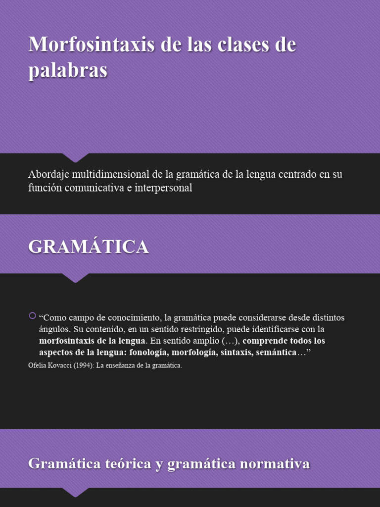Morfosintaxis de Las Clases de Palabras | PDF | Palabra | Gramática