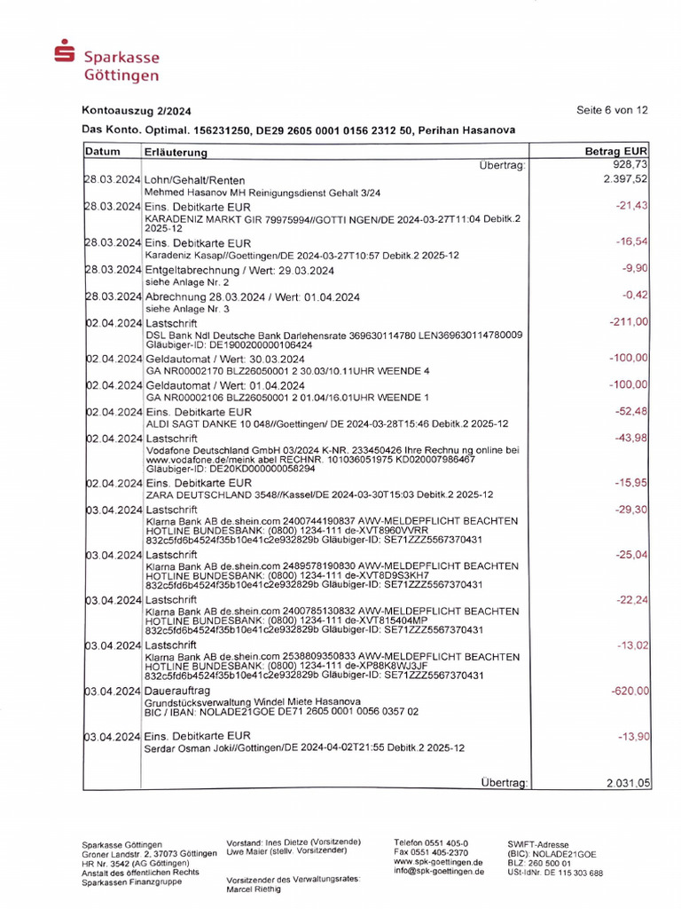 Kontoauszug Nachweis | PDF