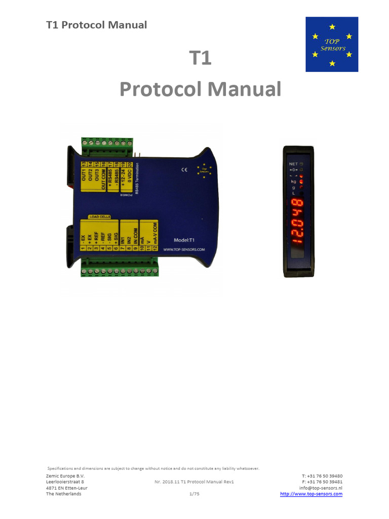 T1 Protocolmanual | PDF | Ascii | Encodings