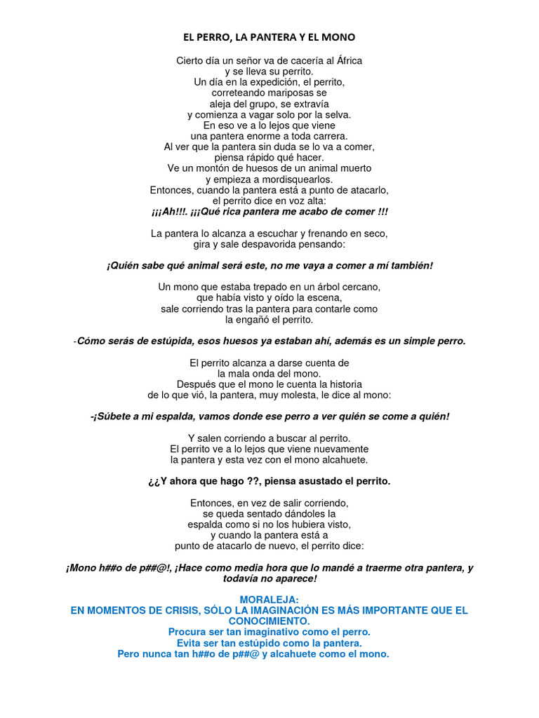 El Perro La Pantera y El Mono | PDF | Libros para adolescentes