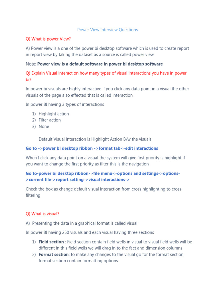 Power View Interview Questions Guide | PDF | Computing | Information ...