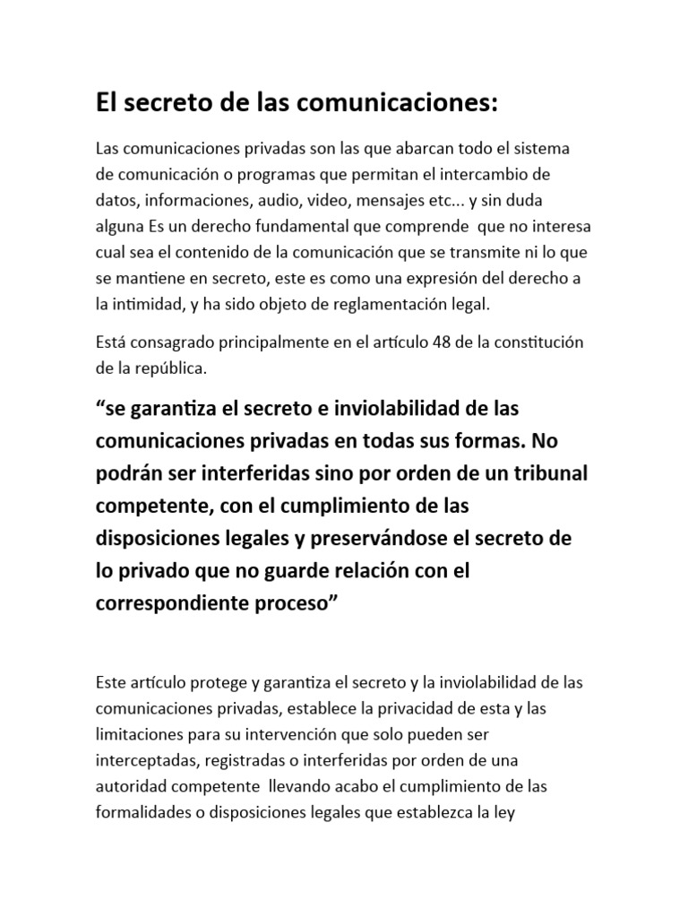 El Secreto de Las Comunicaciones | PDF | Privacidad | Gobierno